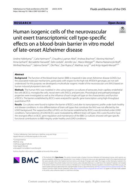 Pdf Human Isogenic Cells Of The Neurovascular Unit Exert