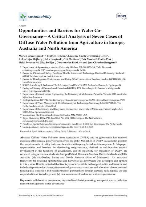 pdf opportunities and barriers for water co governance—a critical
