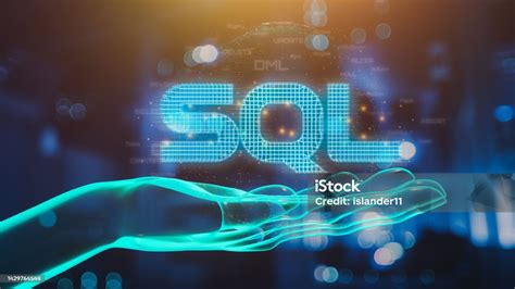 Hand Showing Sql Word And Sql Code With Server Room Background 照片檔及更多 X光片 照片 Istock
