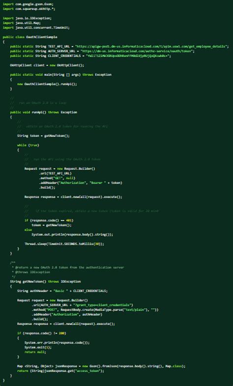 Java Example Invoke A Managed API With OAuth Authentication