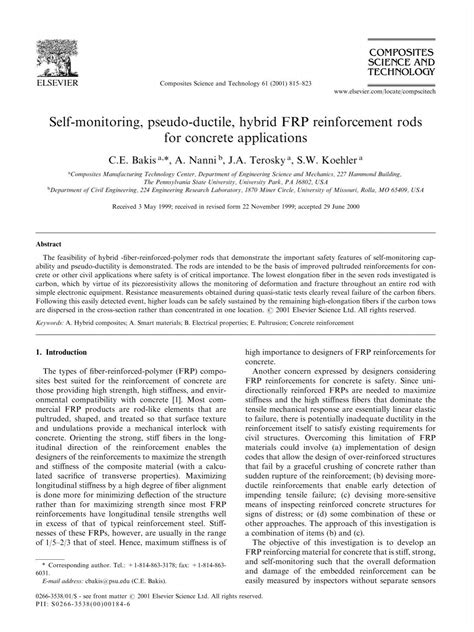 Self Monitoring Pseudo Ductile Hybrid Frp Reinforcement Rods For