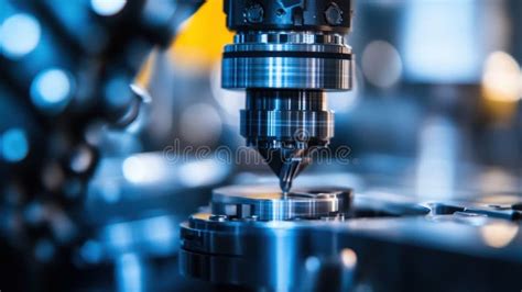 Precision Cnc Machine Working On Metal Detail In Industrial Factory