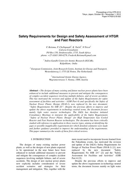Pdf Safety Requirements For Design And Safety Assessment Of Htgr And