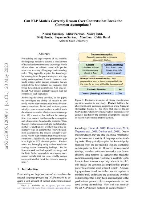 Can Nlp Models Correctly Reason Over Contexts That Break The Common Assumptions Deepai