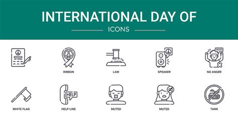 리본 법률 연사 분노 없음 백기 보고서 프리젠 테이션 다이어그램 웹 디자인 모바일 앱을위한 헬프 라인 벡터 아이콘과 같은 10 개의 개요 웹 국제 아이콘의 집합 기에 대한