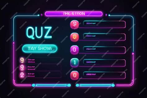 Premium Photo Quiz Questions And Test Menu Choice Neon Template Tv