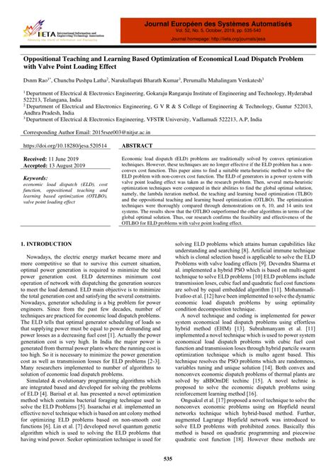 Pdf Oppositional Teaching And Learning Based Optimization Of