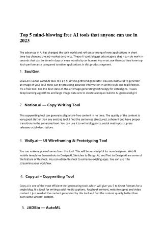 PPT - Top 5 mind-blowing free AI tools that anyone can use in 2023 (2) PowerPoint Presentation ...