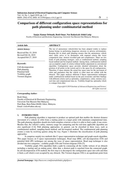 Pdf Comparison Of Different Configuration Space Representations For Path Planning Under