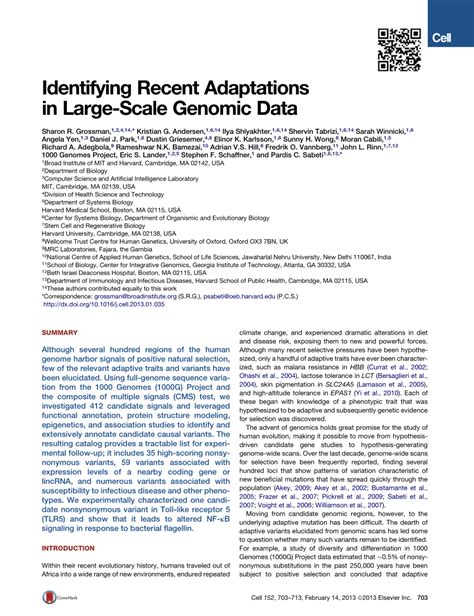 Pdf Identifying Recent Adaptations In Large Scale Genomic Data
