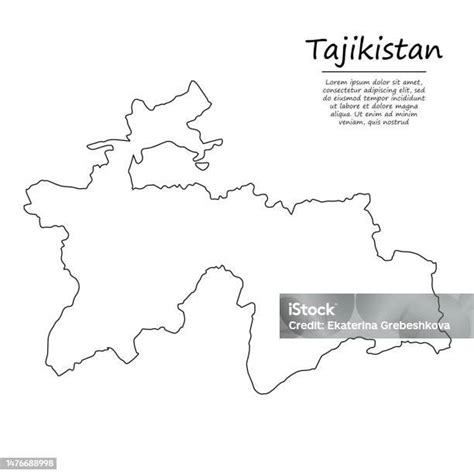 타지키스탄의 간단한 개요 지도 스케치 선 스타일의 실루엣 개념에 대한 스톡 벡터 아트 및 기타 이미지 개념 거친 검은색 Istock