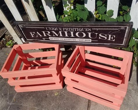 Rustic FARMHOUSE CRATES Large Wood CRATE Lot Of Two Fruit Etsy