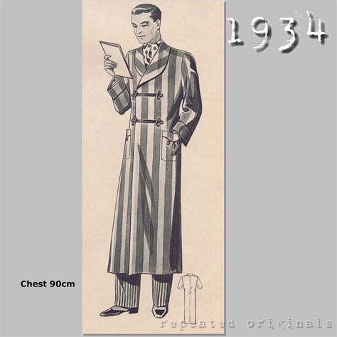1934 Mens Dressing Gown Sewing Pattern Instant Download Pdf