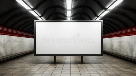 Blank White Billboard In Empty Subway Hall Screen Poster Mockup In