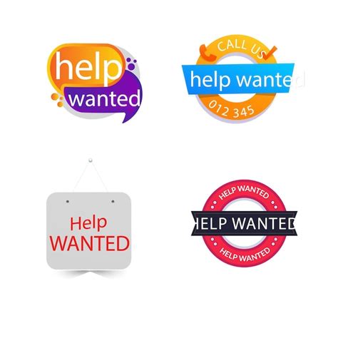 premium vector help wanted label design vector