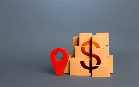 달러 기호와 빨간색 위치 핀 상자 물류 창고 관리를 제공하는 운송 가져오기 내보내기 추적 상품의 공급 분배 상품 거래 국내 제조업체 0명에 대한 스톡 사진 및 기타 이미지