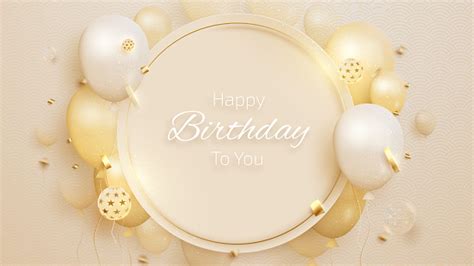 고급 풍선과 리본과 공을 생일 카드 크림 배경에 사실적인 3d 스타일 생일에 대한 스톡 벡터 아트 및 기타 이미지 생일 풍선 금 금속 Istock