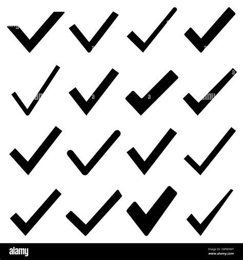 Check Mark Icons Set Black Check Mark On White Background Approved