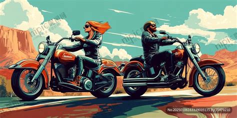Ai创作图摩托车情侣 情侣骑摩托车 骑摩托车的女孩插画 双人摩托 手绘骑车情侣 摩托插画 摩托车队 女性摩托车 女士摩托 哈雷车 哈雷摩托 摩托车比海报 双人骑车辆 骑行插画 摩托队nipic
