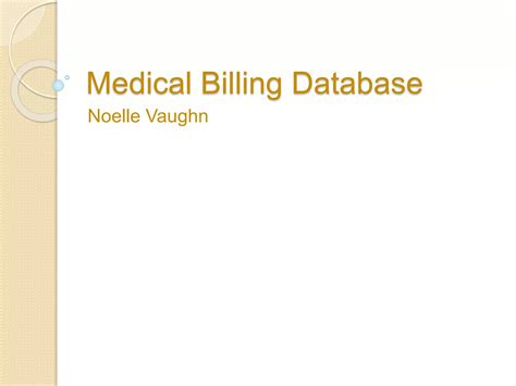 Medical Billing Database Pptx