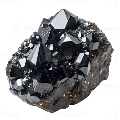 A Dense Metallic Rock With Shiny Black Magnetite Crystals Magnetic