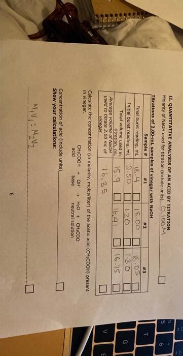 solved ii quantitative analysis of an acid by titration