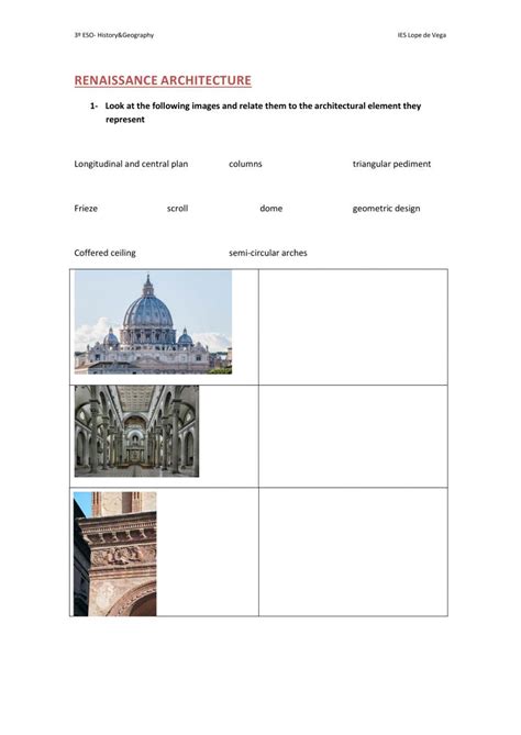 Renaissance Architecture Worksheet Live Worksheets Worksheets Library