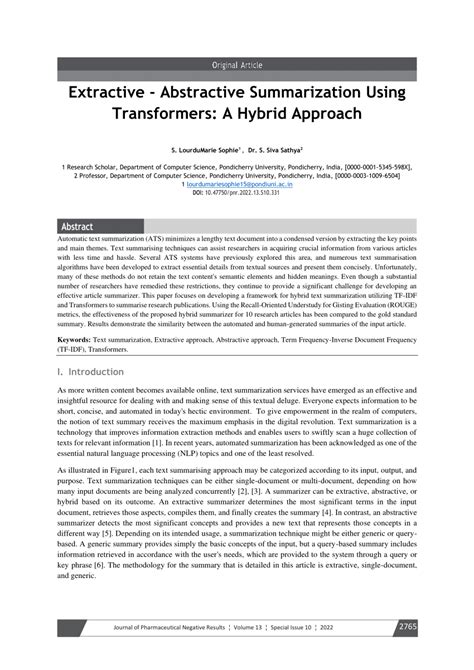 Pdf Extractive Abstractive Summarization Using Transformers A