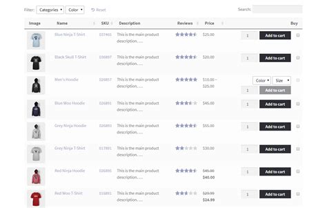 Woocommerce Product Table Improve Your Store