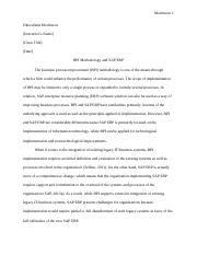 A Compare The BPI Methodology To The SAP ERP Doc Moritiwon Oluwafemi Moritiwon