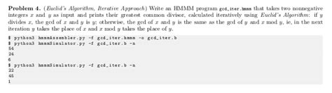 write an hmmm program gcd iter hmmm that takes two