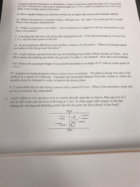 Solved During A Physics Experiment On Kinematics A Mass Is