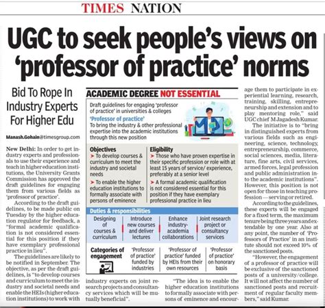 Ugc To Seek Peoples Views On Professor Of Practice Norms