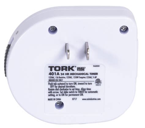 Tork Plug In Timer White Min Time Setting 15 Min Max Time Setting