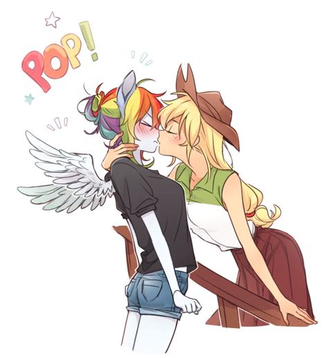 Applejack And Rainbow Dash Kiss Human