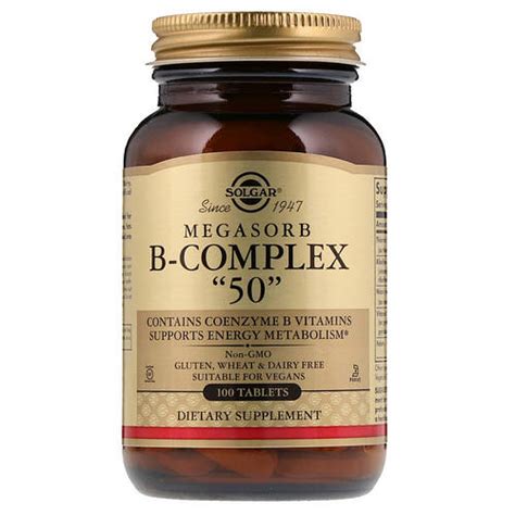 Купить Витамины группы В-50 Megasorb B-Complex Solgar комплекс 100 ...