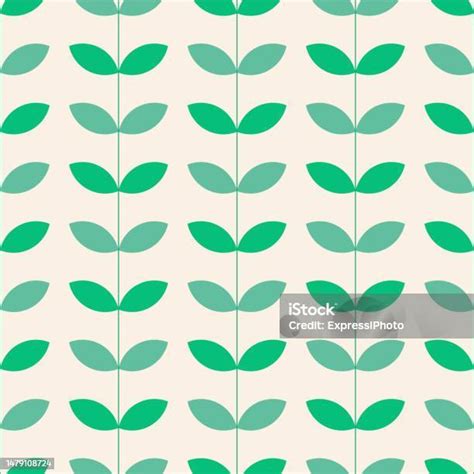 녹색 이음새가 없는 꽃무늬 기하학적인 빈티지 디자인 추상적인 트렌디한 자연 배경 텍스타일 무한 프린트 잎에 대한 스톡 벡터 아트
