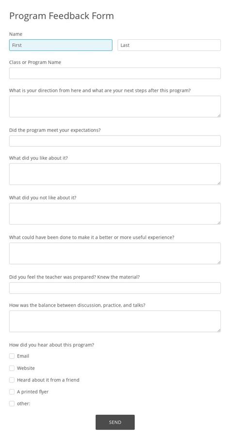 Online Gym Feedback Form Template 123 Form Builder
