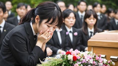 Premium Photo Sad Asian Woman In Funeral Ceremony Background
