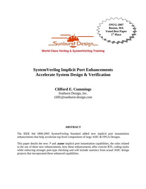 Pdf Systemverilog Implicit Port Enhancements Accelerate