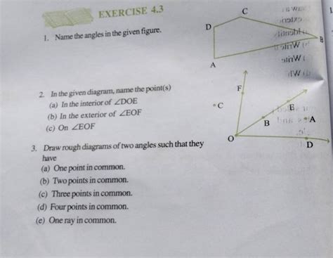 exercise 4 3 1 name the angles in the given figure 2 in the given diag