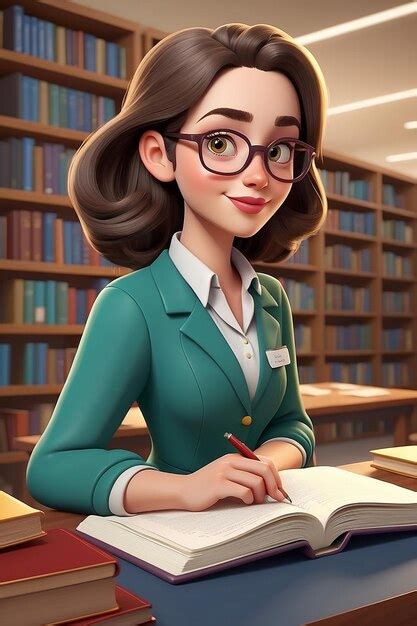 premium photo librarian cartoon character 3d animation illustration guide