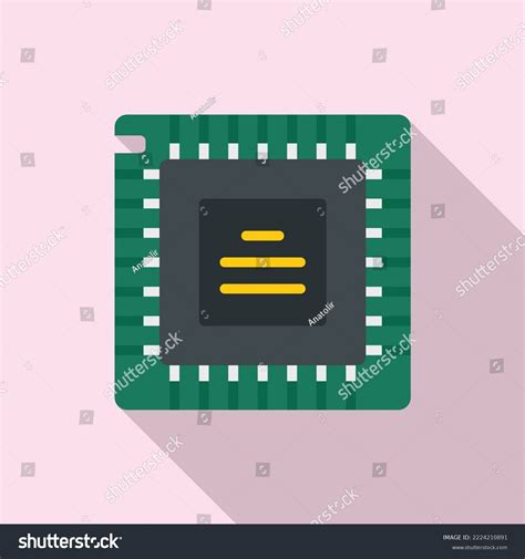 Pc Processor Icon Flat Vector Computer Stock Vector Royalty Free 2224210891 Shutterstock