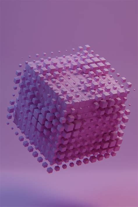 Abstract Cube 3d Render Using Cycle Blender Purple Abstract
