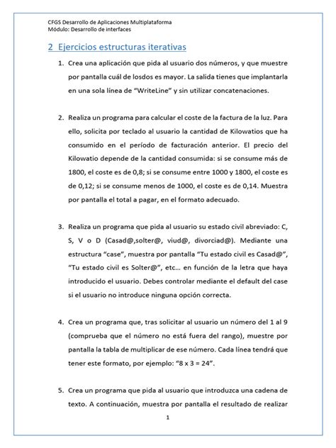 ejercio 2 estructuras iterativas pdf c sharp lenguaje de