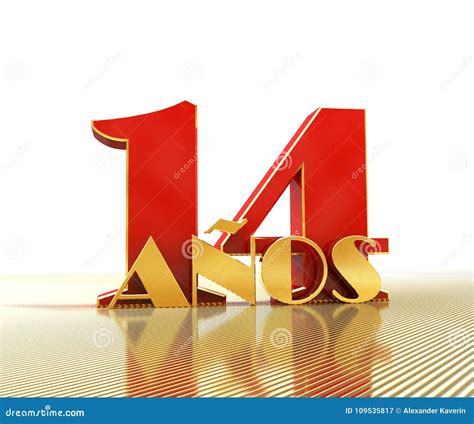 Gouden Nummer Veertien Nummer 14 En Het Woord Stock Illustratie
