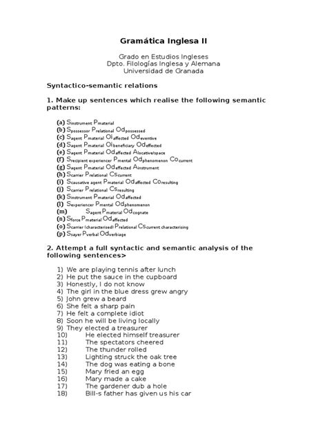 Semantic Roles Exercises Pdf