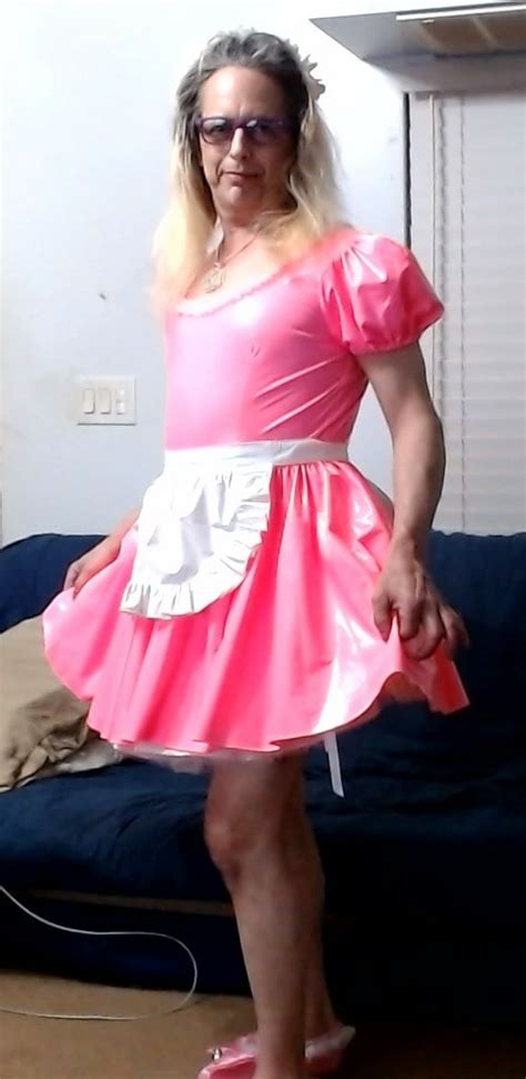 Sissy Slut Ashley Jolene Modeling A Pvc Sissy Maid Uniform 6 Pics