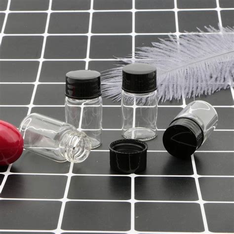 Unxuey Mini Clear 7ml Sample Glass Vials Black Screw Cap Travel Bottles