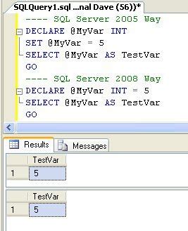 SQL SERVER 2008 Inline Variable Assignment SQL Authority With Pinal Dave